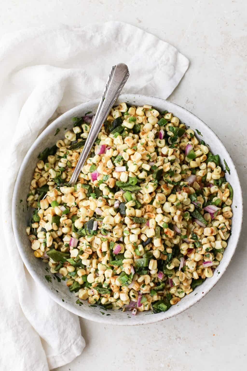 Roasted Chili Corn Salsa (Chipotle Copycat) - A Nourishing Plate