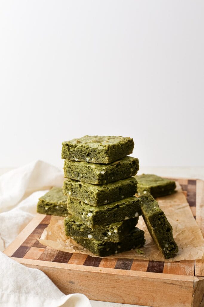 Chewy Matcha Brownies (Dairy Free) - A Nourishing Plate
