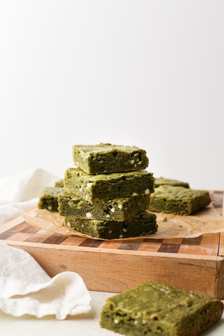 Chewy Matcha Brownies (Dairy Free) - A Nourishing Plate