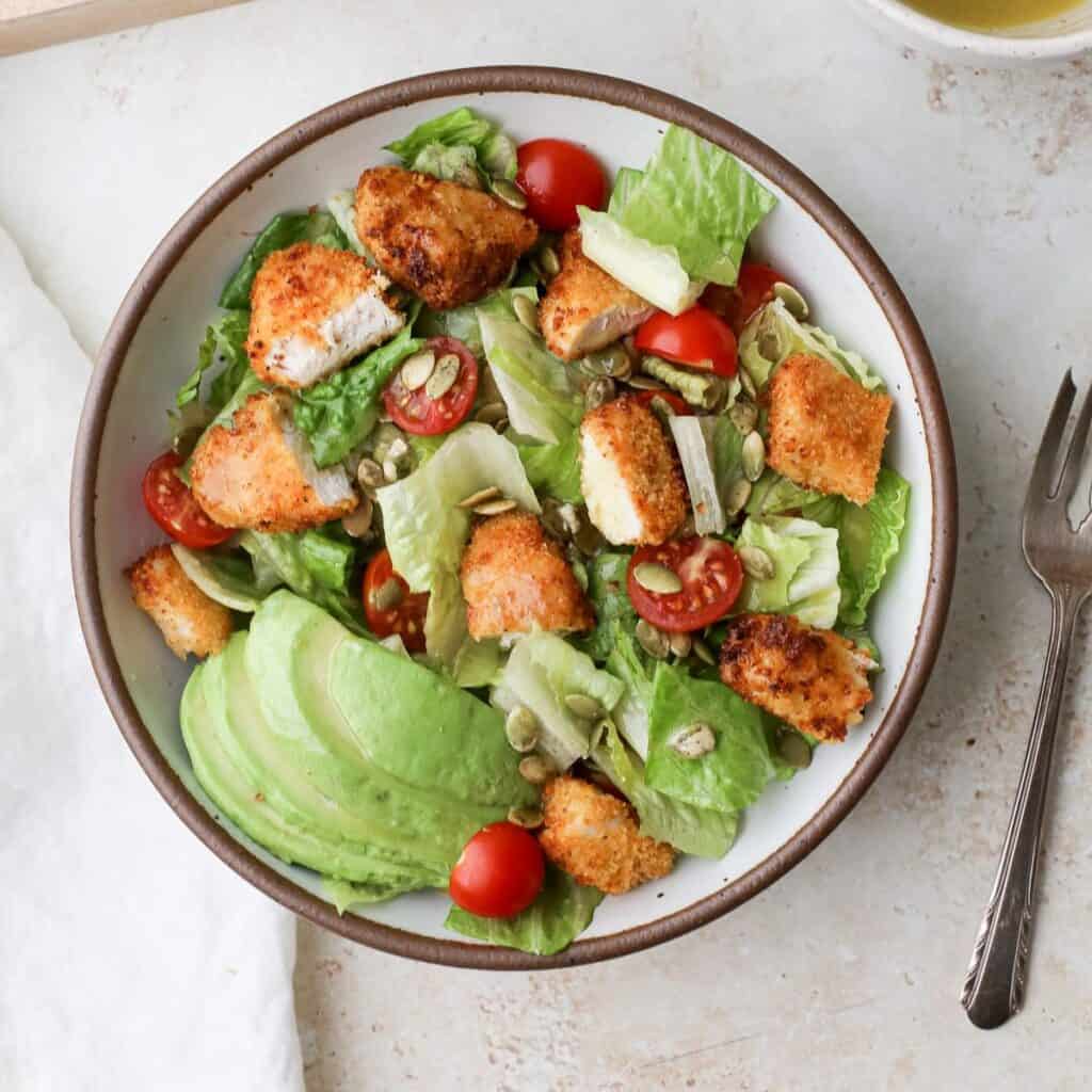 Homemade Chicken Tender Salad With Honey Mustard Vinaigrette - A ...