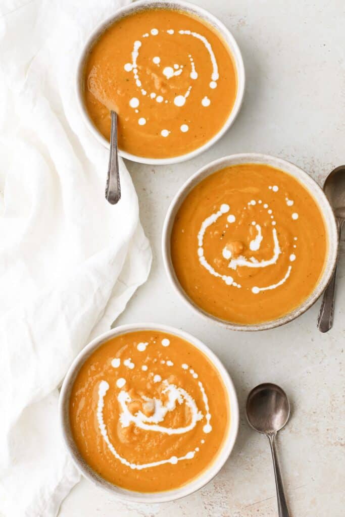 Creamy Carrot Pumpkin Soup (Dairy Free, Vegan) - A Nourishing Plate