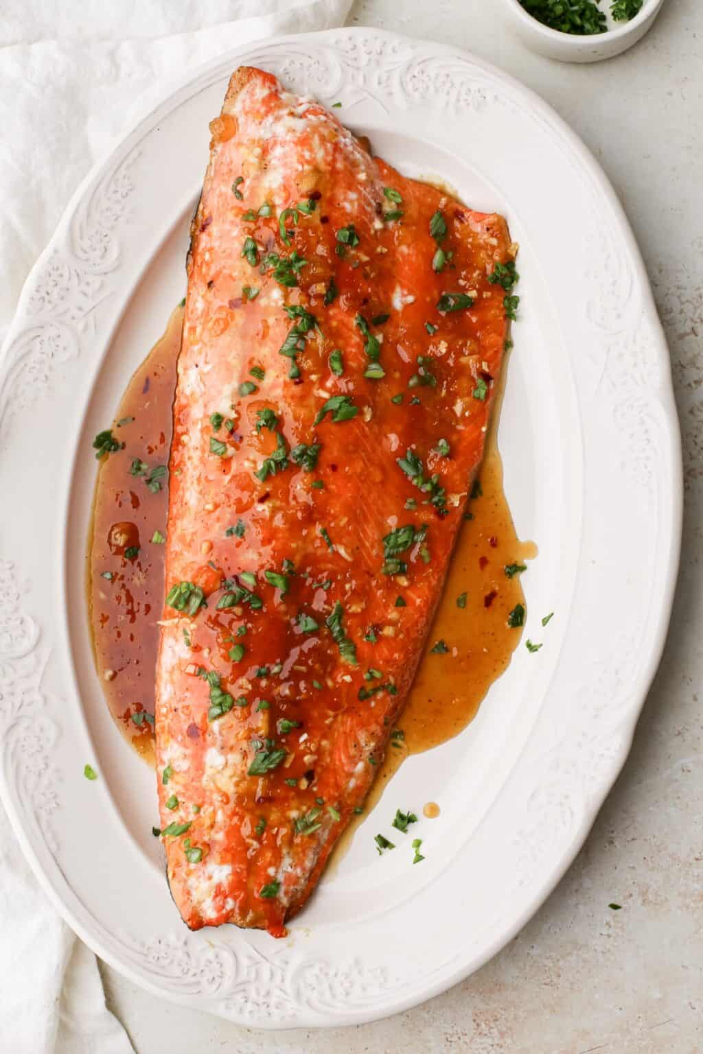 Baked Apricot Glazed Salmon - A Nourishing Plate