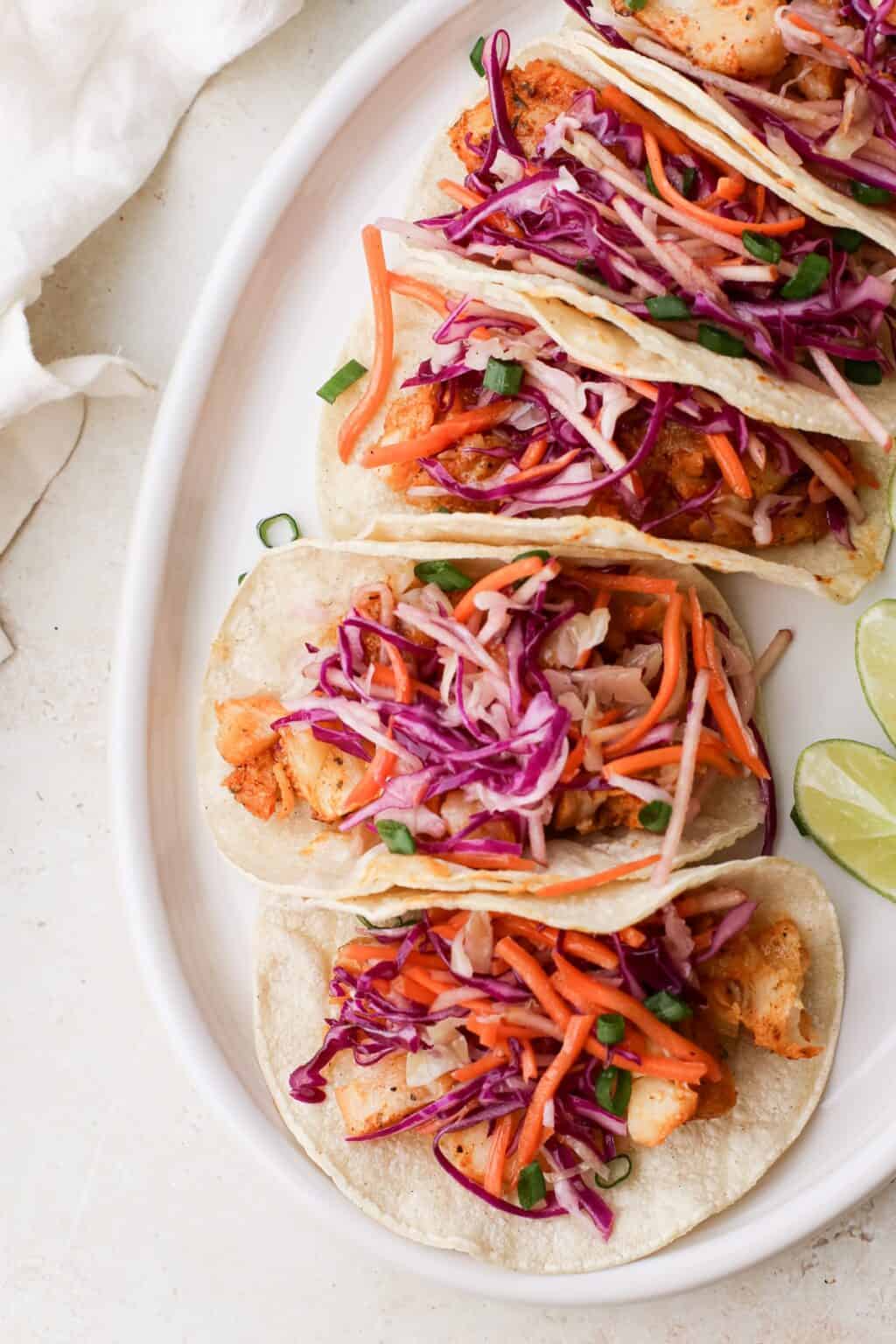 Blackened Cod Fish Tacos With Slaw - A Nourishing Plate