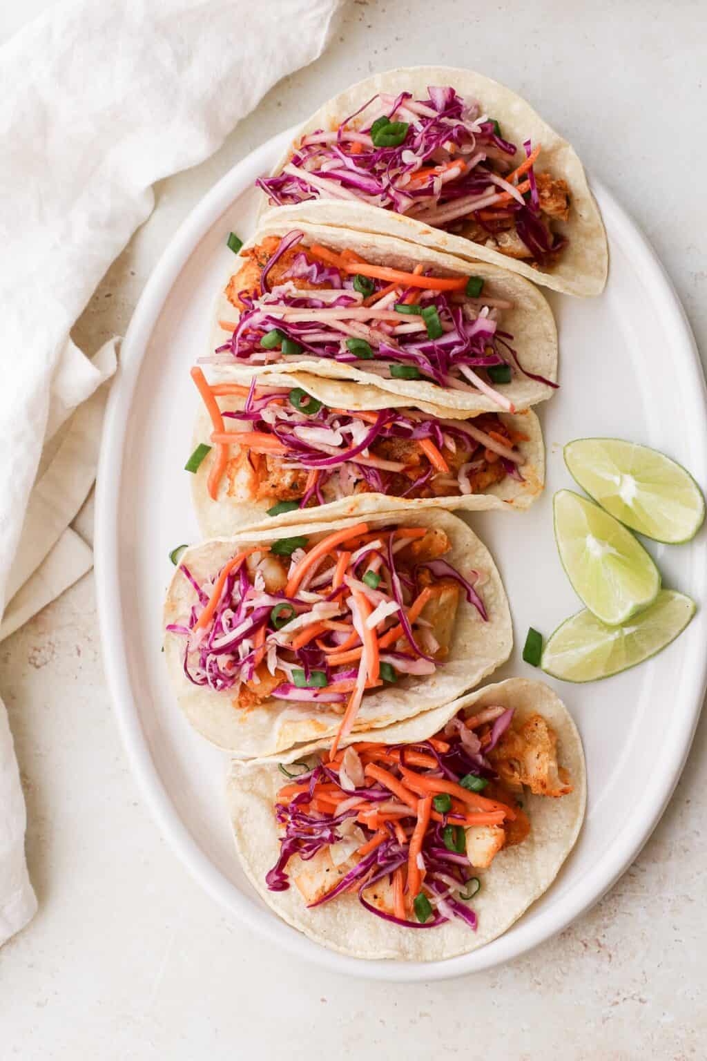 Blackened Cod Fish Tacos With Slaw - A Nourishing Plate