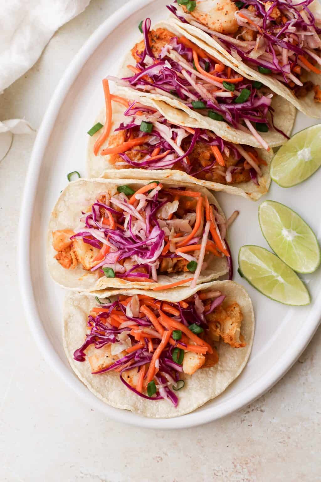 Blackened Cod Fish Tacos With Slaw - A Nourishing Plate