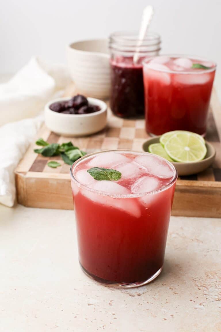 Sparkling Cherry Mocktail With Lime - A Nourishing Plate