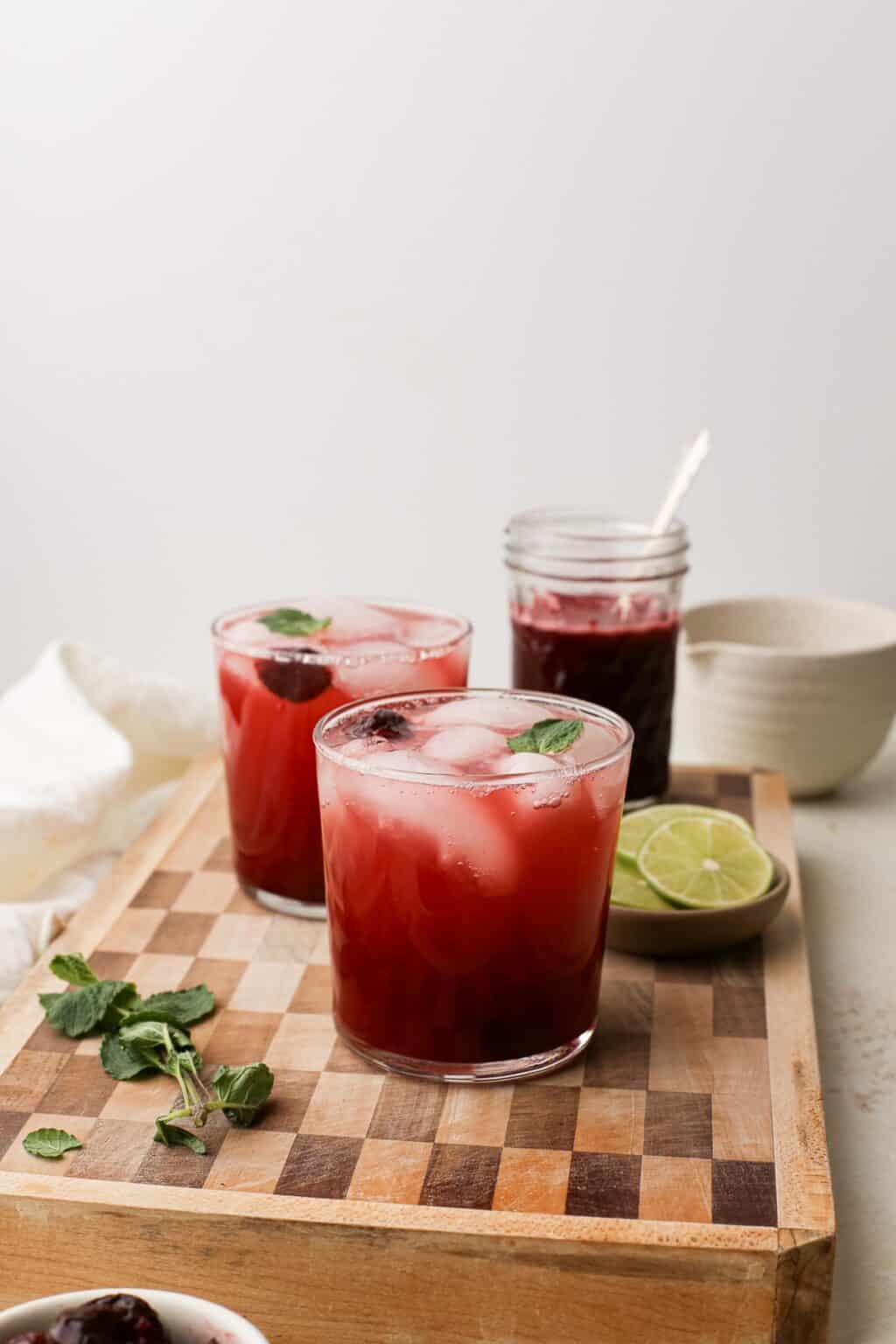 Sparkling Cherry Mocktail With Lime - A Nourishing Plate
