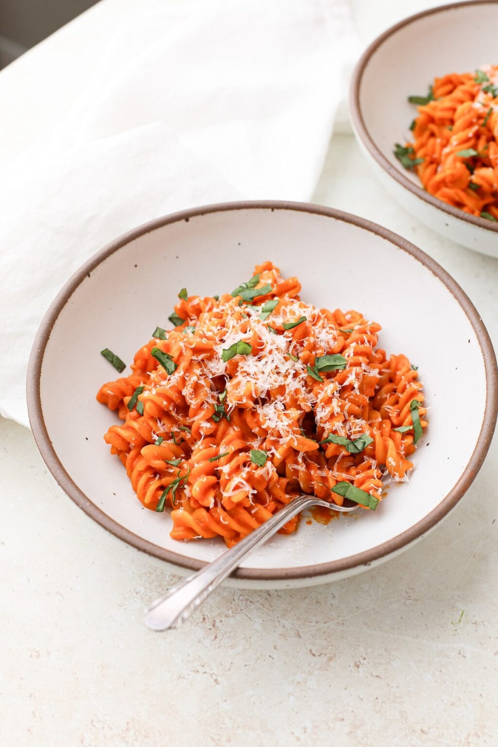 Dairy Free Creamy Roasted Red Pepper Pasta - A Nourishing Plate