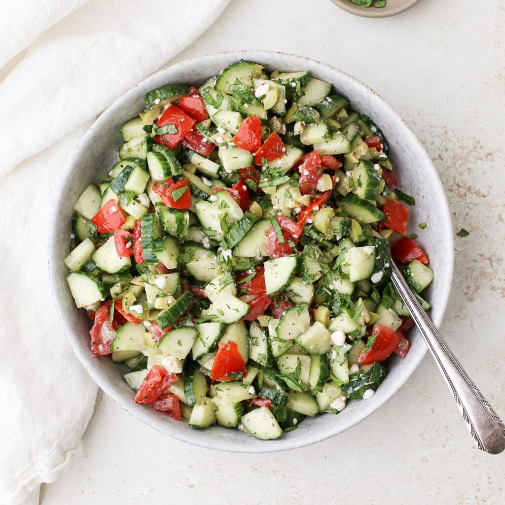 Mediterranean Cucumber Salad With Tomato - A Nourishing Plate