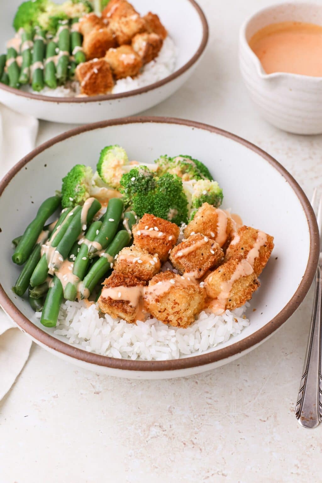 Crispy Tofu Bowl With Bang Bang Sauce - A Nourishing Plate