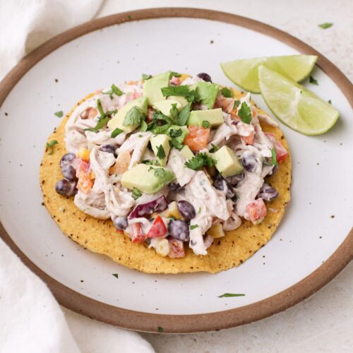 15 Minute Mexican Chicken Salad Tostadas - A Nourishing Plate